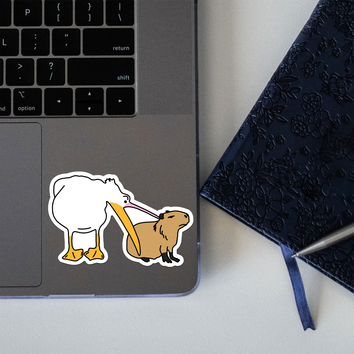 Capybara Being Bit Sticker | Shop Die-Cut Stickers | Sloke Designs