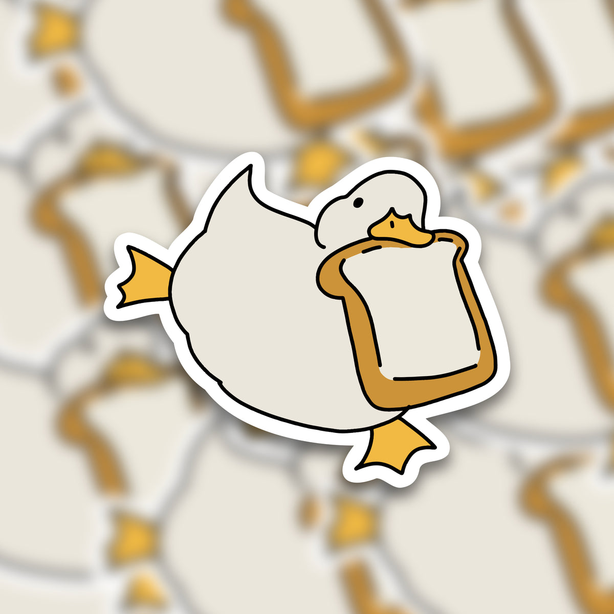 Duck Running Away With Bread Sticker – Sloke Designs